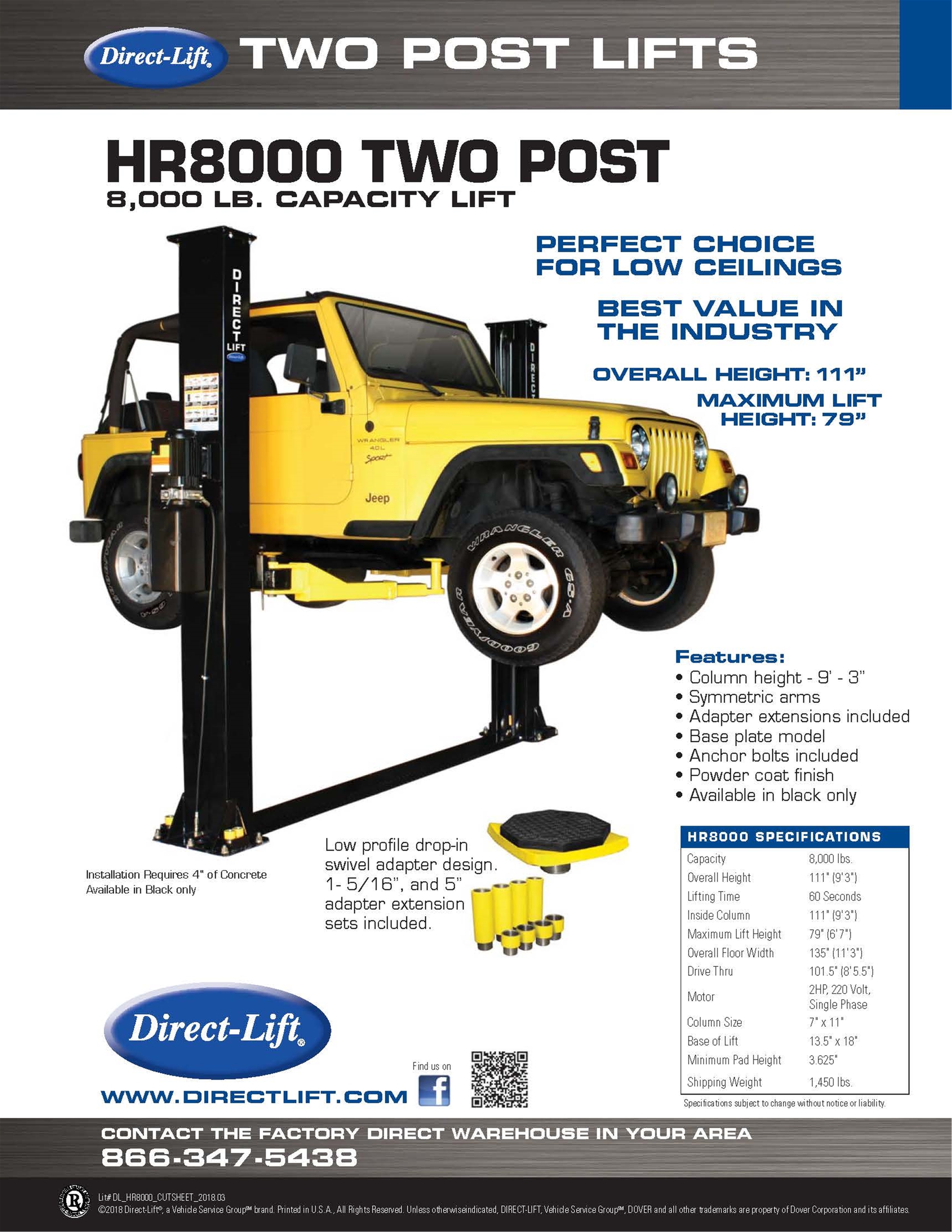 HR8000 2-Post Lift